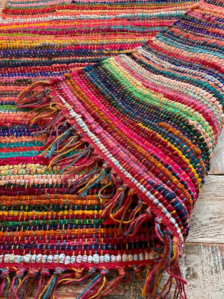 Rag Rug Festival Rugs Multicolour Rainbow Mat Cotton Hand Made ...