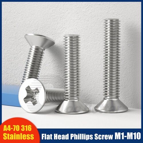 Countersunk Flat Head Phillips Screws Machine Bolts Stainless A4 M2 ...