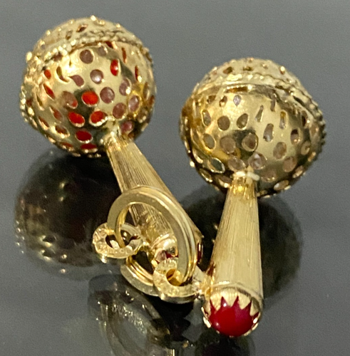 18K Yellow Gold Maracas Drop Pendant / Charm | eBay Australia