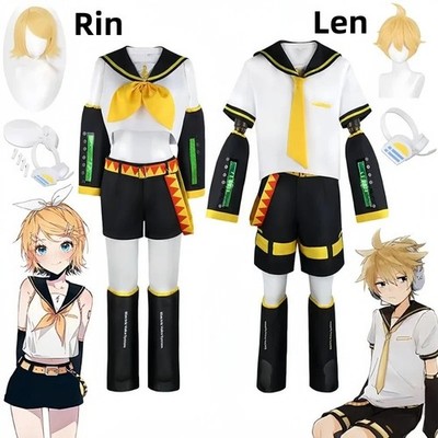 Cosplay Kagamine Rin/Len Mens Costume Outfit Wig Women's Fancy Dress JK ...