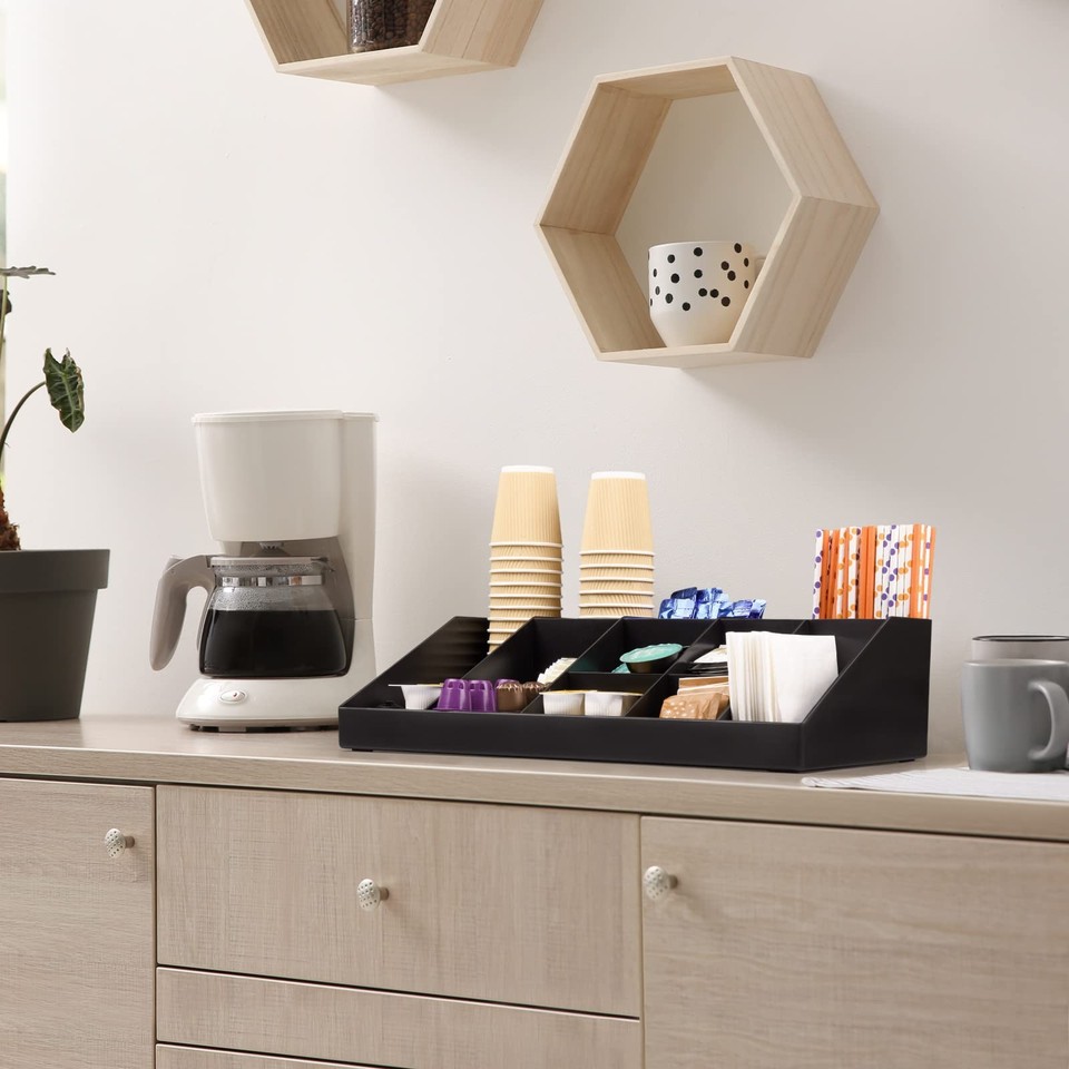 Coffee Condiment Organizer Holder 10-Compartment Break Room Coffee ...