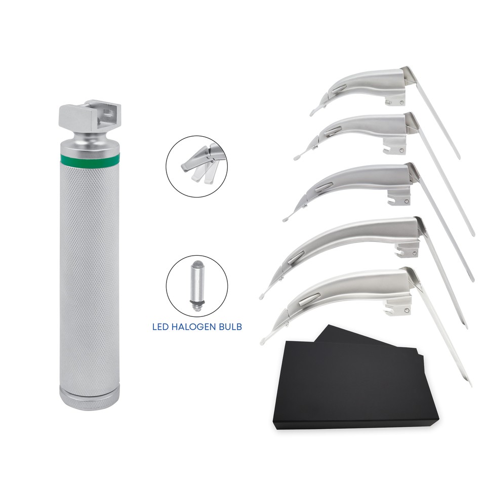 Fiber Optic Flexible Laryngoscope Blade Set Macintosh Handle Intubation ...