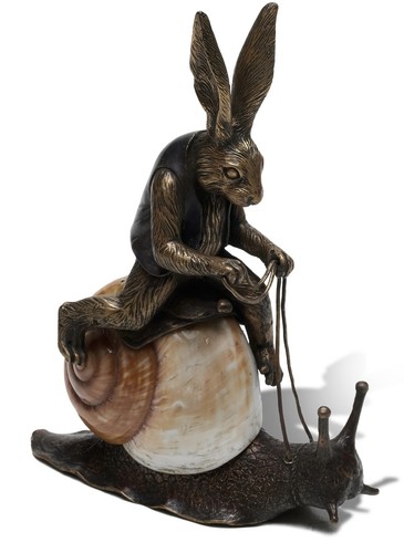 Maitland-Smith Unlikely Cowboy Sculpture 89-1809 - Brass Bunny Riding ...