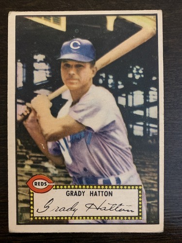 Grady HATTON🔥1952 Topps Baseball #6 Red Back VG/EX Cincinnati Reds📈LB ...