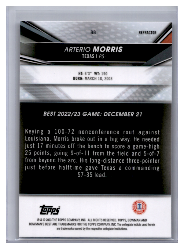 2023 Bowman U Best #88 Arterio Moore Refractor Texas | eBay