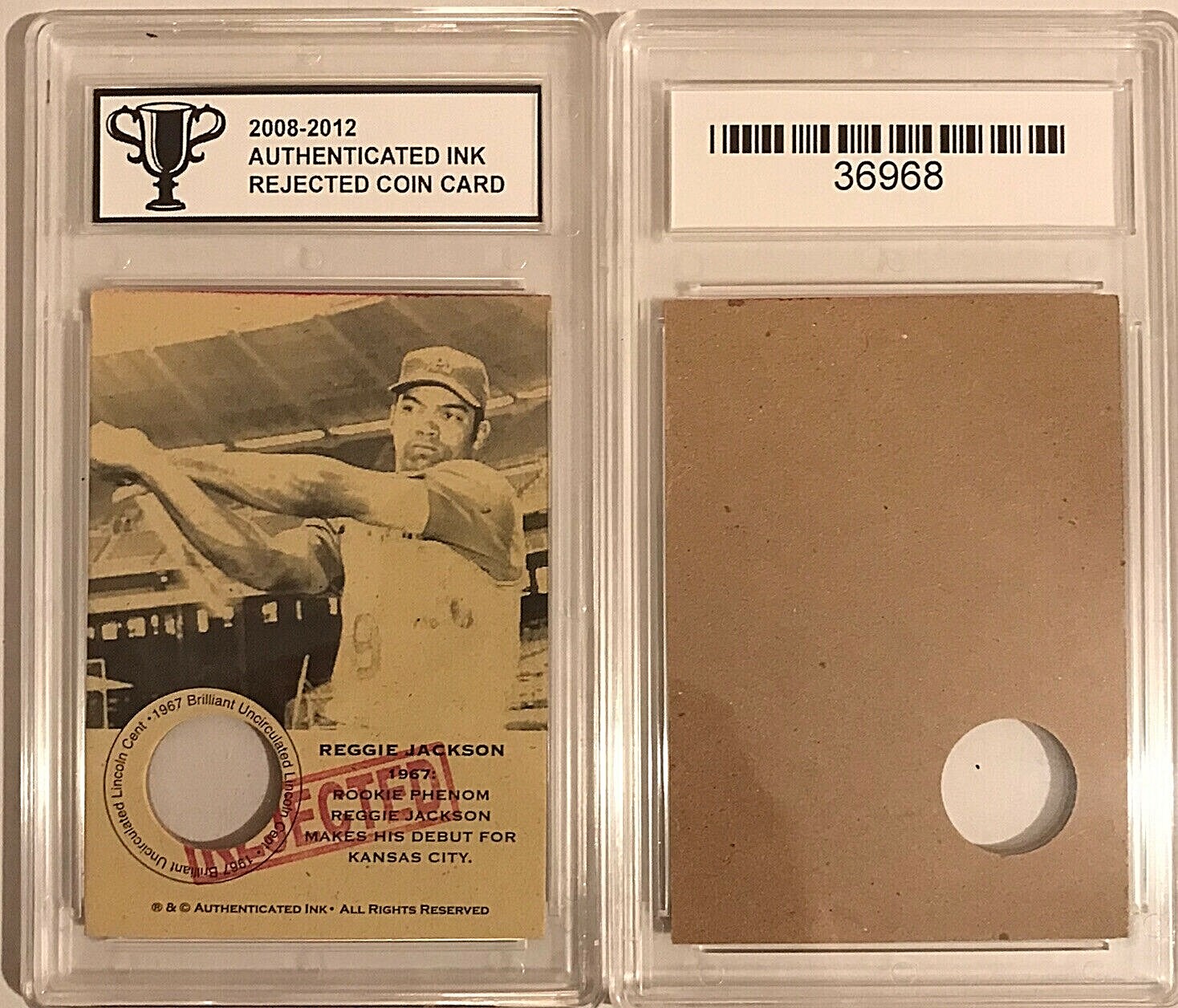 Reggie Jackson 2008-2012 Rejected Authenticated Ink Coin Card Forever ...