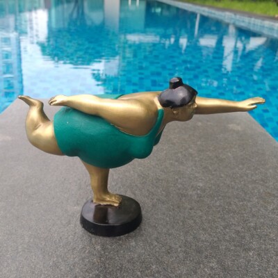 Yoga Brass Sculpture Fat Woman Statue Lady Figurine Green Handcraft ...