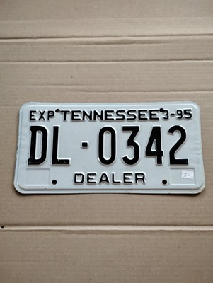1995 Tennessee DEALER License Plate - "DL - 0342" EXP 3-95 | eBay