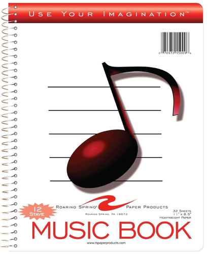 Roaring Spring Music Wire Bound Notebook, 12 Staves of Music Lines, 11 ...