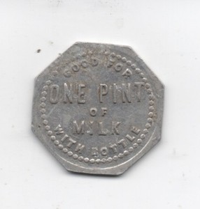 Old Octagonal Aluminum Trade Token Sadler's Dairy Santa Cruz Good for 1 ...