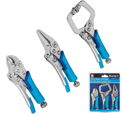 BlueSpot 3pc Mini Locking Plier Clamp Mole Vice Grip Pliers Welding C Clamp | eBay