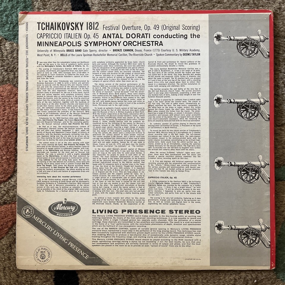TCHAIKOVSKY 1812 Overture, Op. 49 Vinyl LP. Minneapolis Symphony ...
