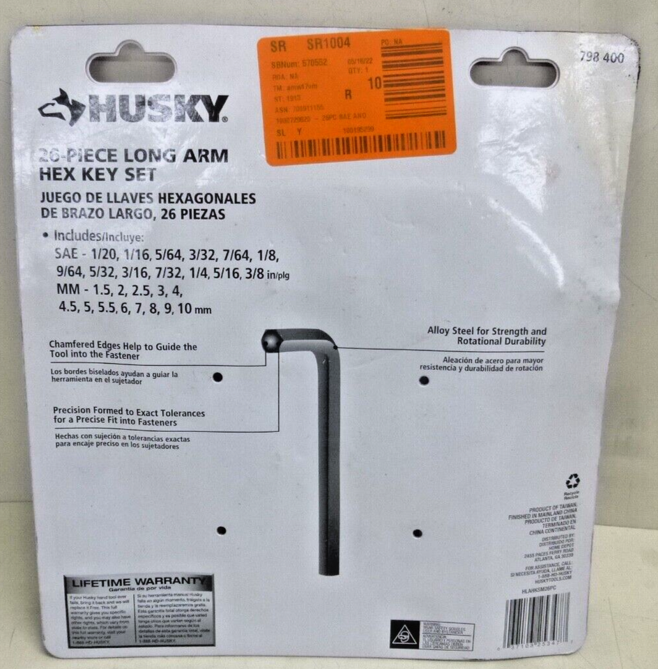 NEW HUSKY, 26-Piece SAE/MM Long Arm Hex Set, 798 400 | eBay