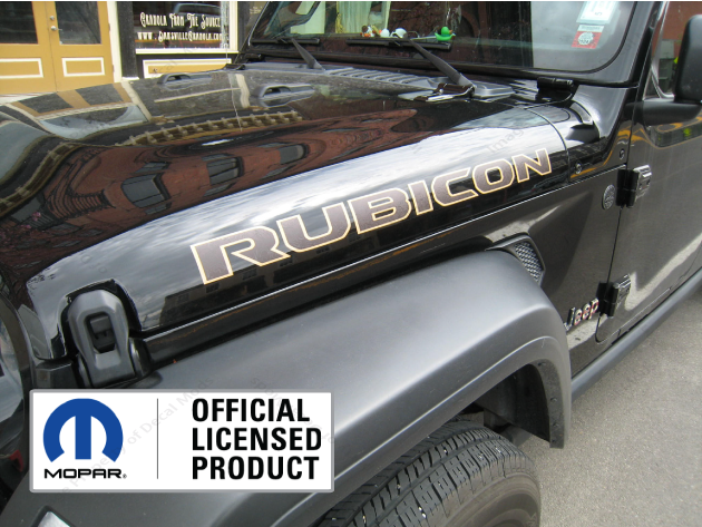 (2x) Jeep Wrangler RUBICON Hood Decals Stickers Topo Map Black Tan Map ...