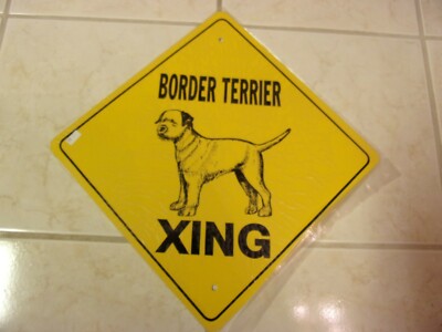 BORDER TERRIER XING Aluminum Novelty Amber Sign 17" X 17" DIAGONAL SIGN ...