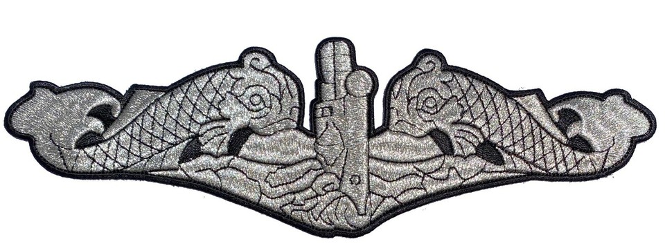 Submarine Dolphins Patch LARGE 9 Inches Wide Metallic Silver | eBay