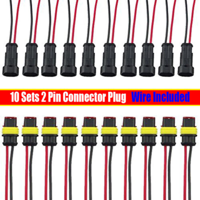 10 PCS 12V 2 Pin Cable Wire Connector Plug Waterproof Sealed For ...
