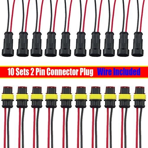 10 Kit 12V 2-Pin Waterproof Cable Wire Connector Sealed Plug for Car ...