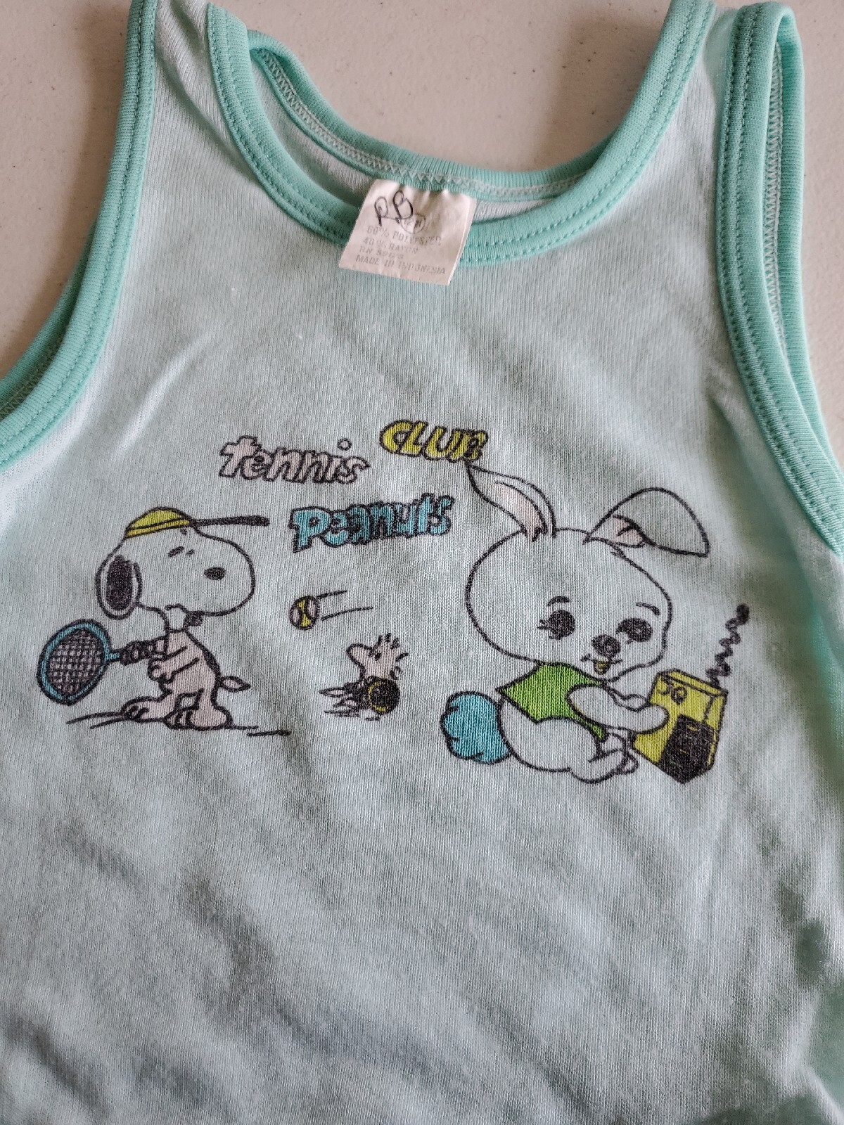 Vintage Peanuts Tennis Club Snoopy Bunny Green Tank T… - Gem