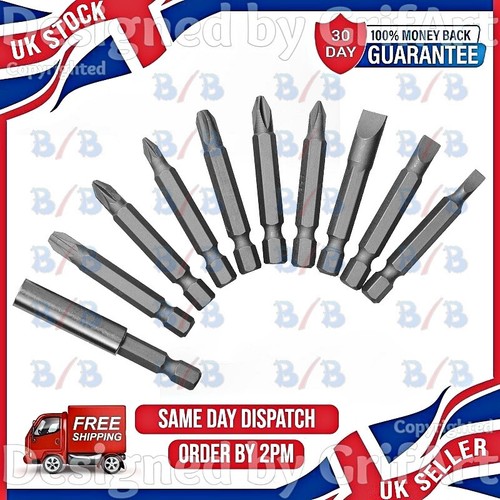 10 SCREWDRIVER DRILL BIT CORDLESS POWER POZI PHILIPS SLOTTED SET ...