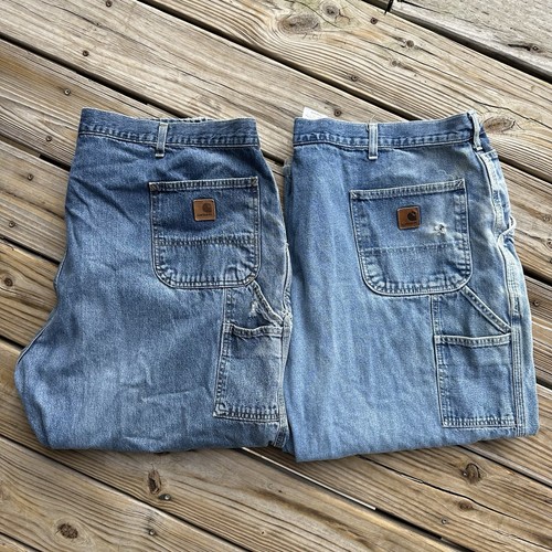 Carhartt Dungaree Fit Carpenter Medium Wash Workwear Jeans Size 48x25 ...