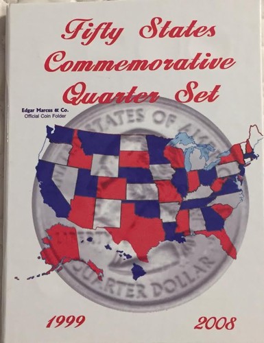 50 STATES COMMEMORATIVE QUARTER SET - 50 COIN FOLDER - EDGAR MARCUS ...