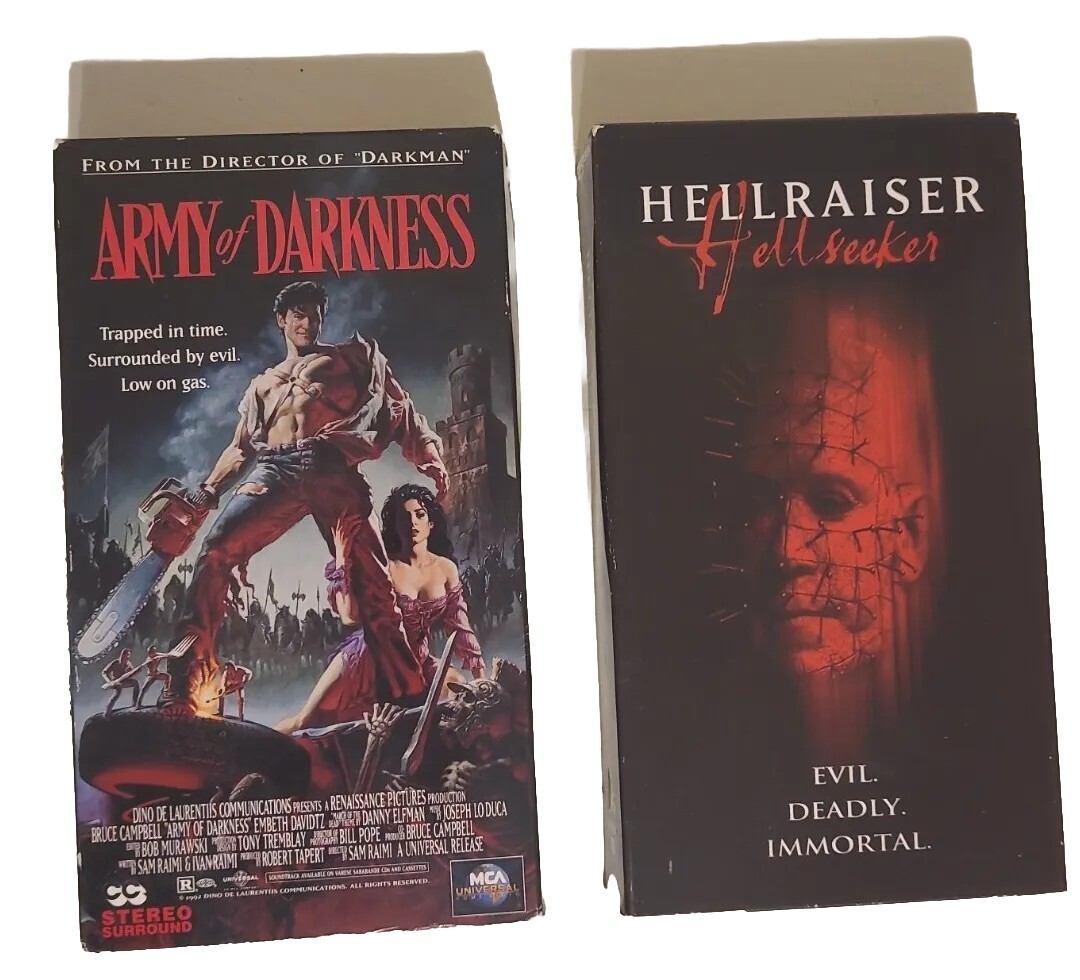 HORROR Army of Darkness & Hellraiser Hellseeker VHS MCA RARE OOP HTF 80 ...