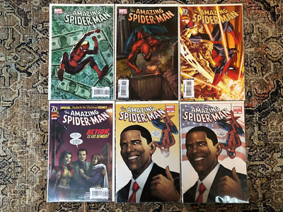 The Amazing Spider-Man (6) Comic Book Lot #580-583 Obama 2nd Print ...
