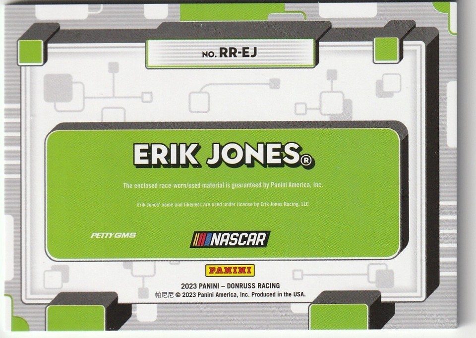 2023 Donruss Racing RR-EJ Erik Jones Race-Used Relic | eBay