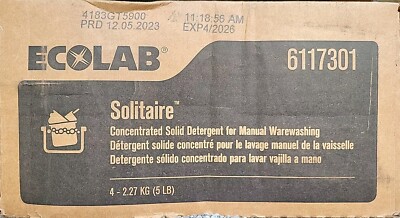 (4 Pack) EcoLab Solitaire Solid (5 Lb.) Detergent Manual Pots&Pans ...