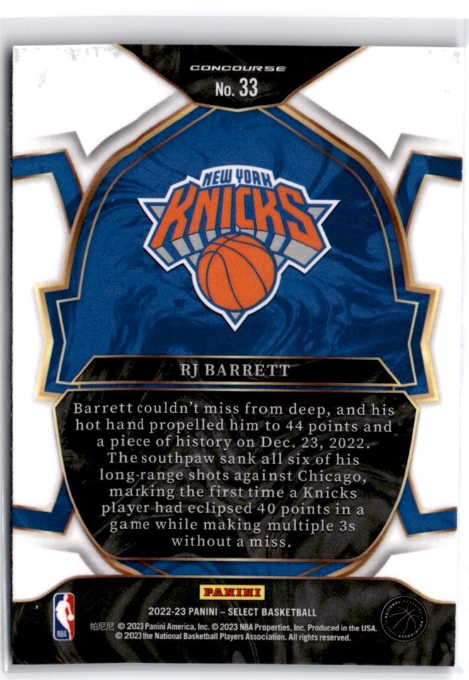 2023-24 Panini Select Concourse RJ Barrett New York Knicks #33 | eBay