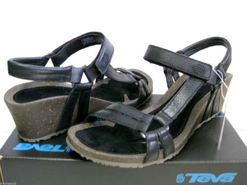 TEVA VENTURA CORK WEDGE 2 WOMEN SANDALS LEATHER BLACK US 11 /UK 9 /EU ...