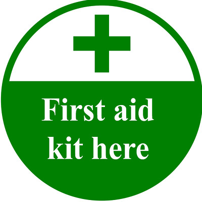 "First Aid Kit Here" Stickers - TWO PACK - Safety Sign Notice Health ...
