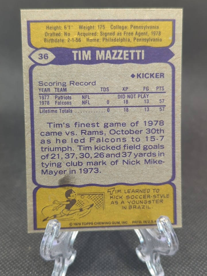 1979 Topps Football Card Tim Mazzetti Rookie Atlanta Falcons #36 | eBay