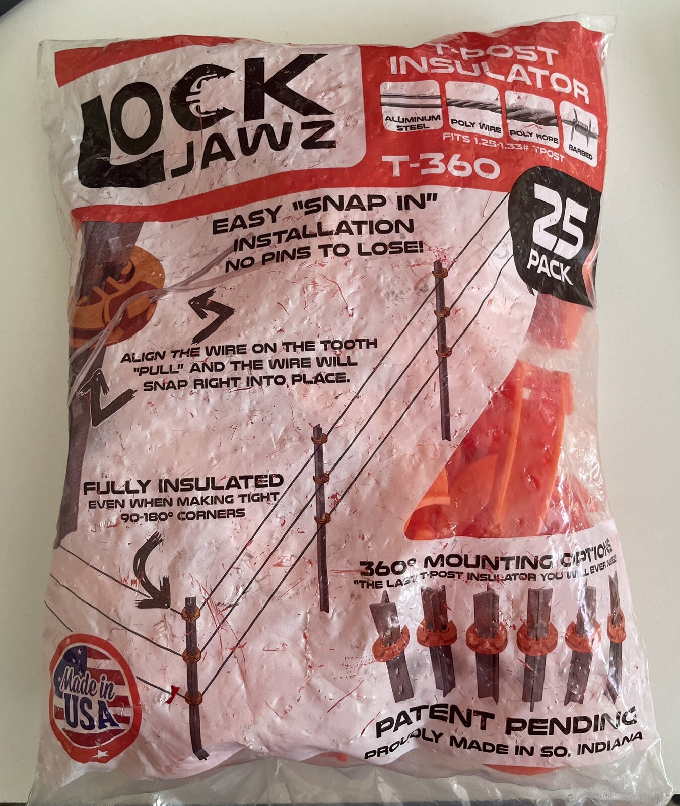 LOCK JAWS T-360 Fence T-Post Insulator Orange (25 pk) | eBay