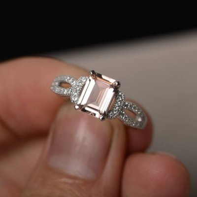 2ct Simulated Peach Morganite Engagement Ring 14k White Gold Plated ...