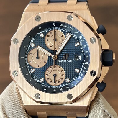 Audemars Piguet Royal Oak Offshore Rose Gold Chrono 2022 Blue Dial ...