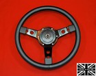 14" Leather Steering Wheel-Black Spokes & Hub. Fits Triumph Tr4-5-6 | eBay