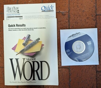 ORIGINAL OEM 1993 MICROSOFT WORD MANUAL w/ SEALED WORDPERFECT SOFTWARE ...
