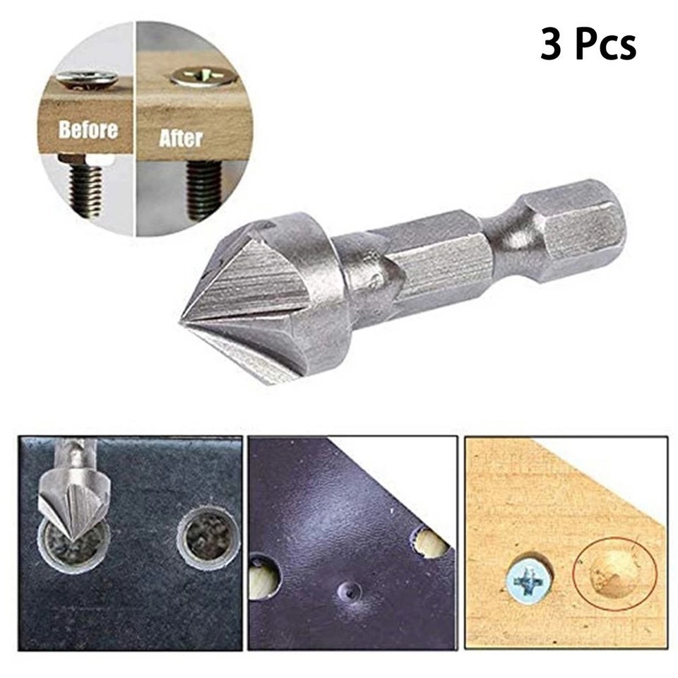 Chamfer Drill Bit Hot Sale 36*12.7mm 45#HCS 6 Flute Chamfer Tool 3 Pcs ...