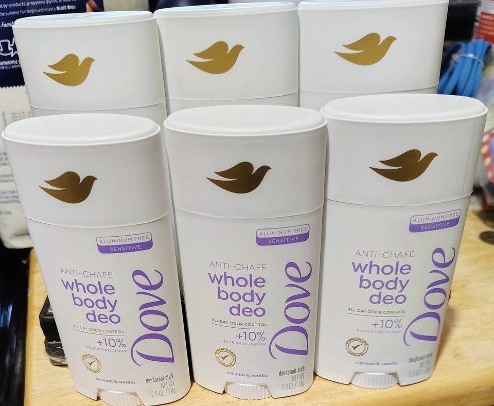 6 Dove Whole Body Deo/Solid Stick/Coconut Vanilla/2.0 oz Aluminum Free ...
