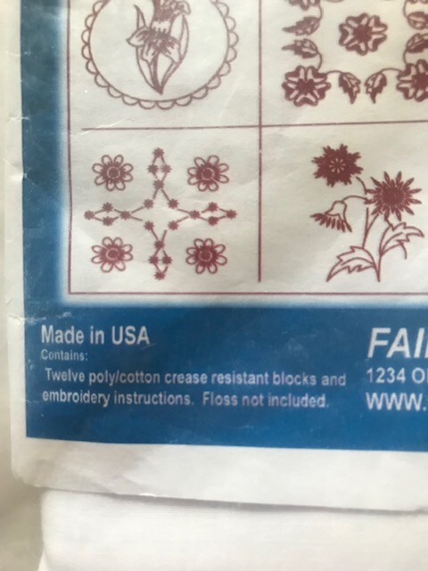 Redwork Quilt Blocks, Fairway Needlecraft, #93104, 12 Stamped ...