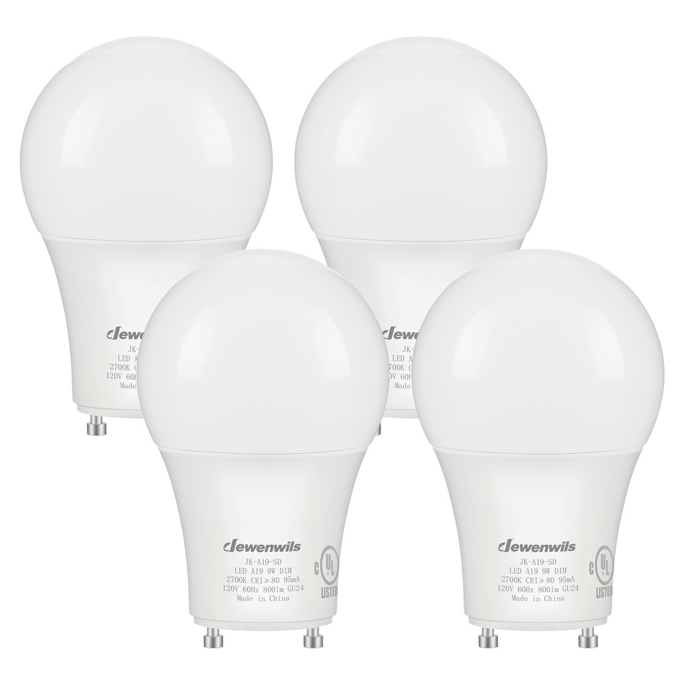 DEWENWILS LED Light Bulbs，GU24 Twist Lock Base Warm White 9W 800 Lumens ...