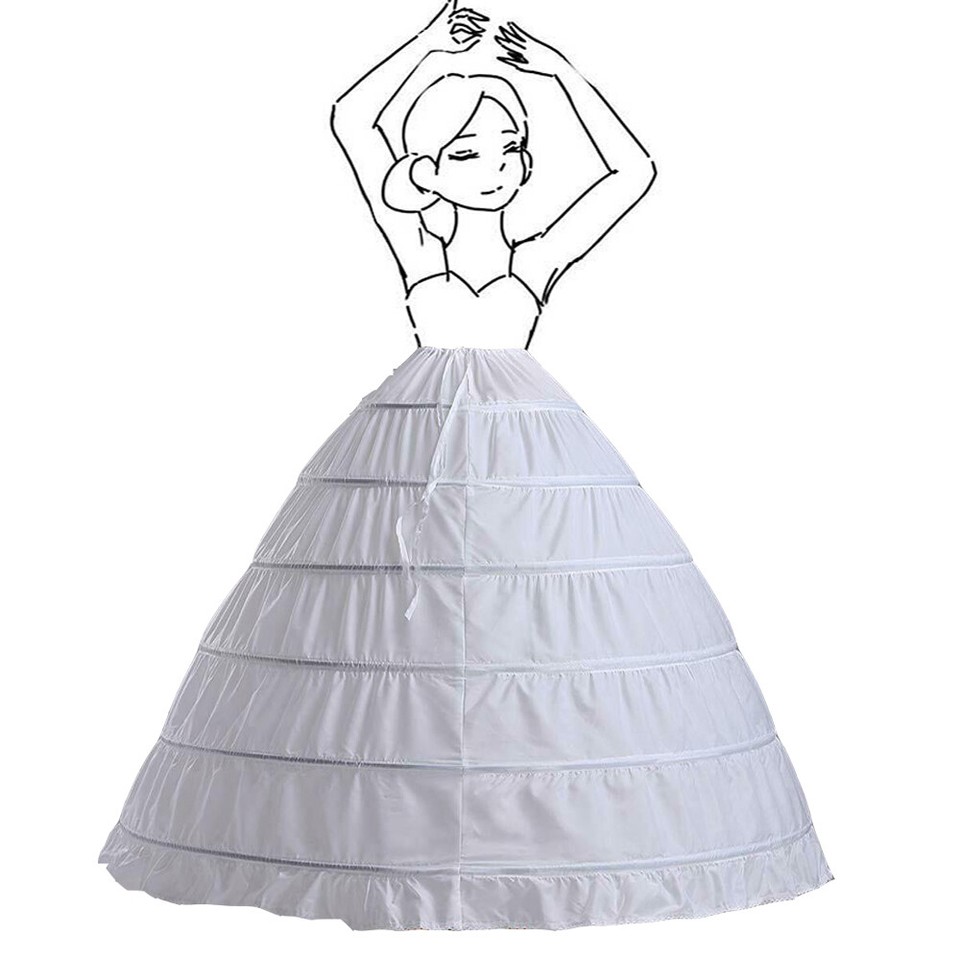Crinoline Petticoat A-line 6 Hoop Skirt Slips Long Underskirt for ...