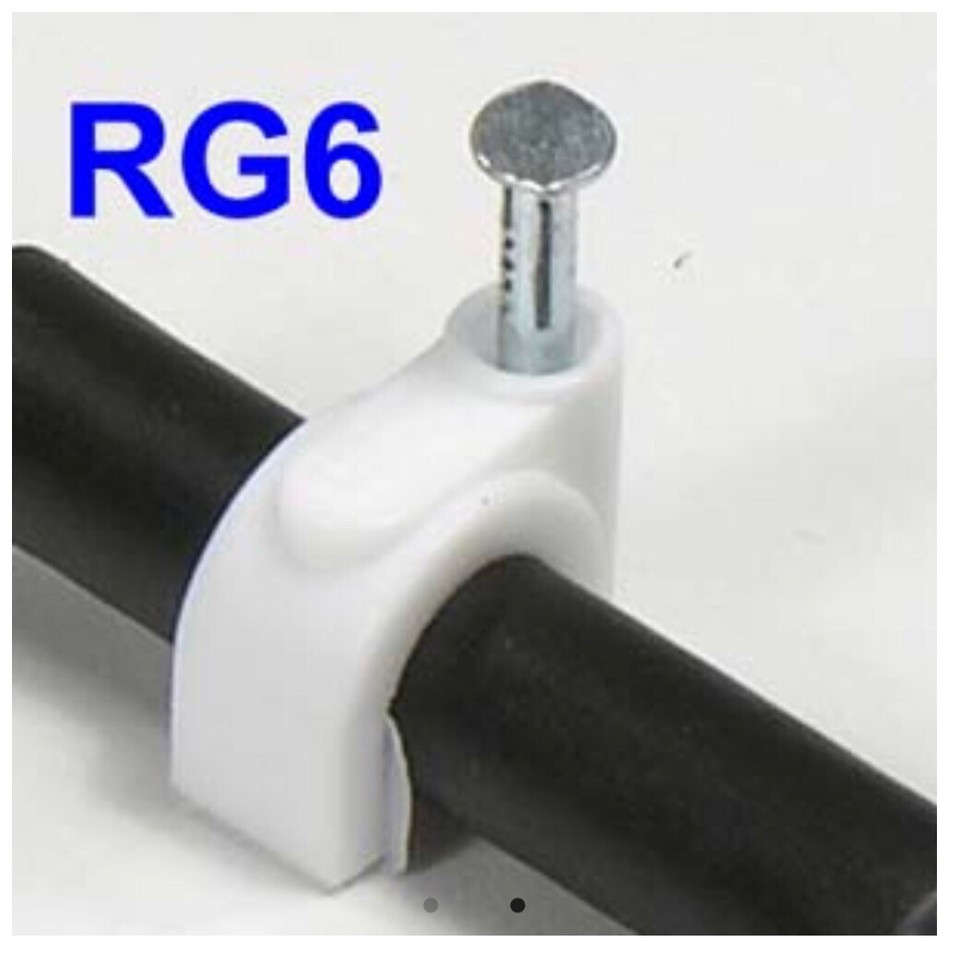 100 Pack RG6 Coax Cat5 Cat6 Cable Wire Clips White 8mm Nail Clamps ...