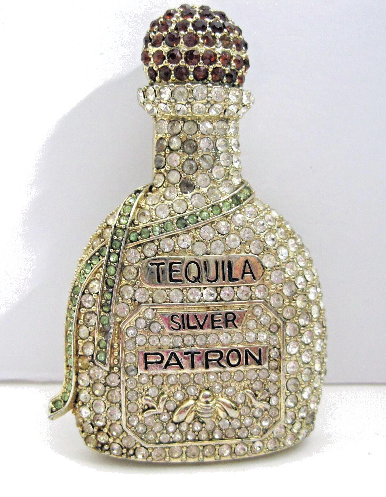 Tequila Silver Patron Large Heavy Pendant Bling Jewel… - Gem