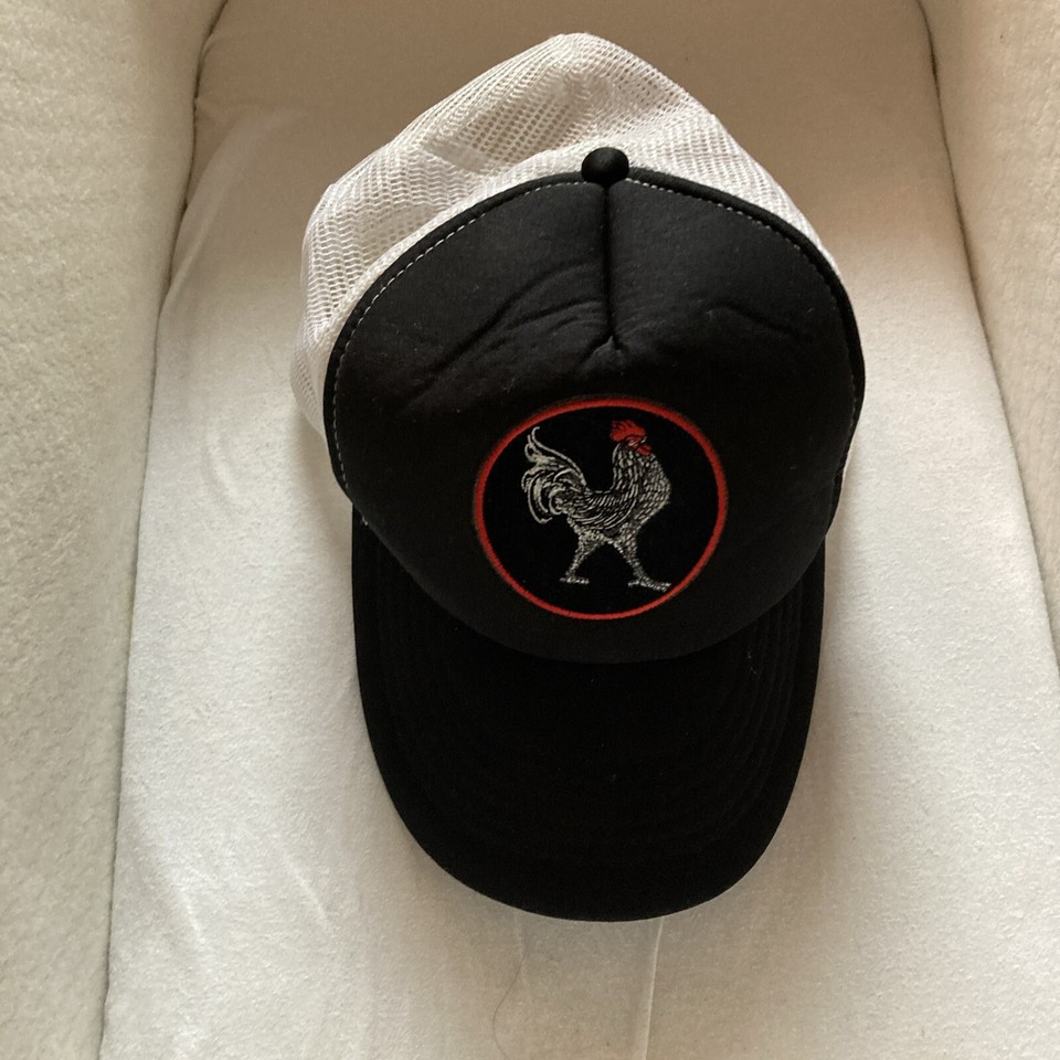 ROOSTER/COCK ADJUSTABLE SNAPBACK TRUCKER/MESH HAT/CAP, BLACK/WHITE ...