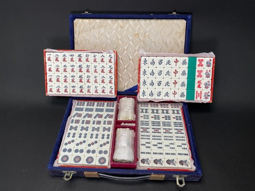 Japanese Riichi Mahjong Set Showa Era Tiles, 4 Red Fives Aka Dora ...