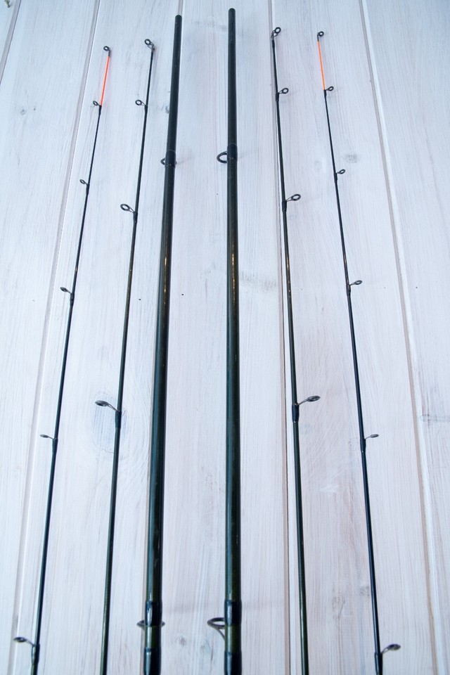 2 x rare Fox duo lite Xtra Barbel or light Carp Fishing rods 11ft 1.75 ...