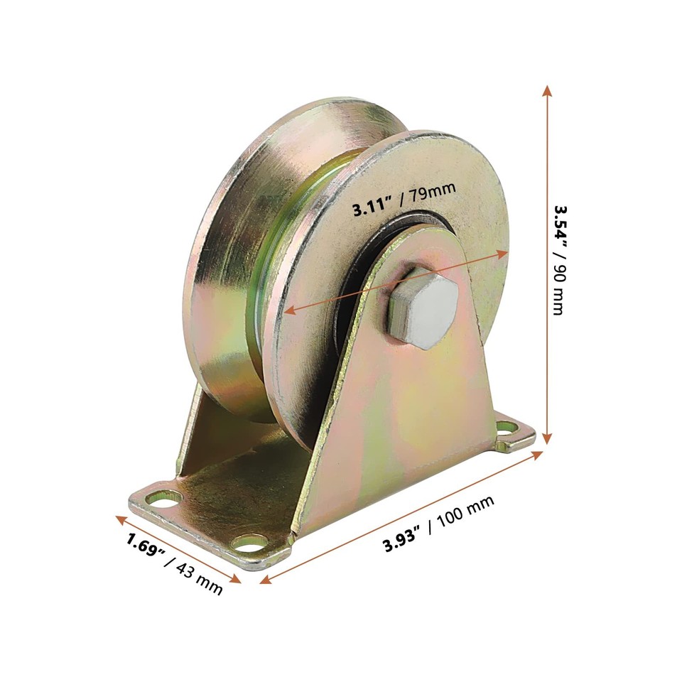 4PCS 3 Inch V Groove Track Roller Steel Sliding Gate Casters Bracket ...